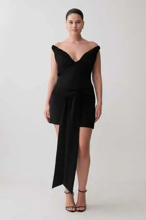 Meshki Runa Off Shoulder Mini Dress With Waist Tie