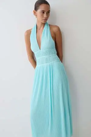 Meshki Thien Cowl Halter Midi Dress - Blue