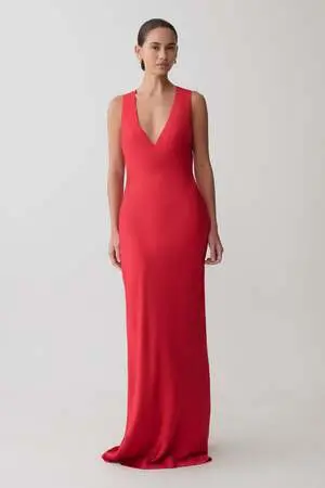 Meshki Esme Plunge Satin Maxi Dress
