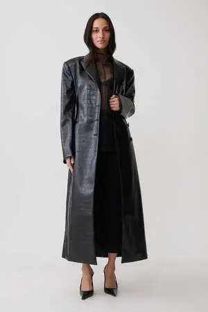 Meshki Rundy Croc Faux Leather Coat
