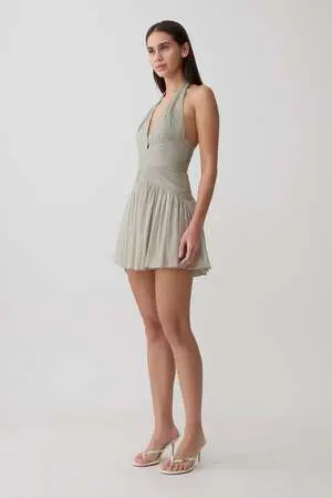 Meshki Lucille Halter Pleated Mini Dress
