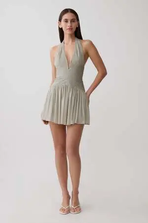 Meshki Lucille Halter Pleated Mini Dress