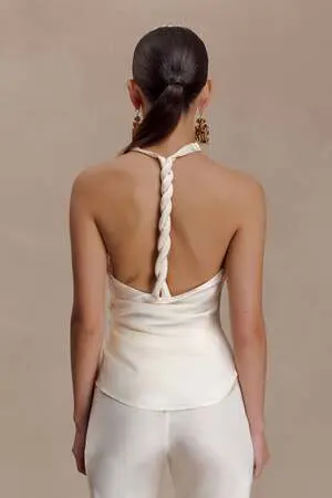 Meshki Bianca Satin Halter Top