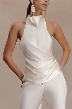 Meshki Bianca Satin Halter Top
