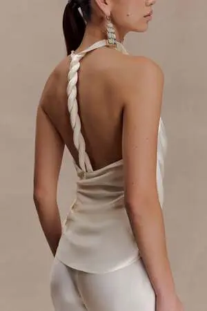 Meshki Bianca Satin Halter Top