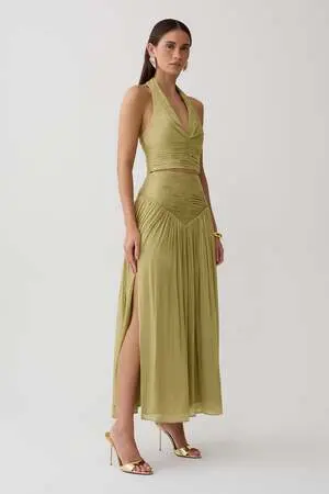 Meshki Makena Gathered Midi Skirt - Green