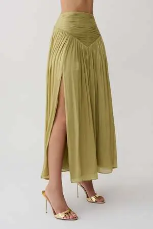 Meshki Makena Gathered Midi Skirt - Green