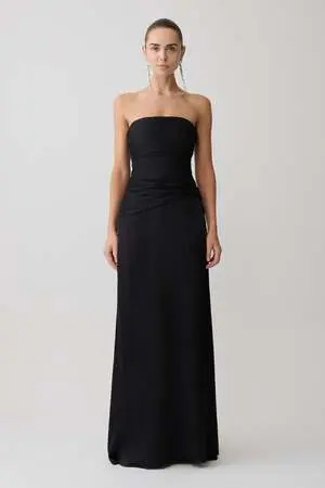 Meshki Serena Strapless Taffeta Maxi Dress - Black