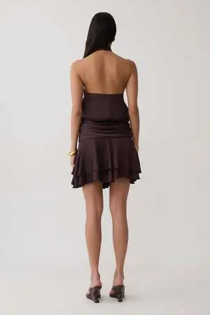 Meshki Poppy Satin Halter Mini Dress