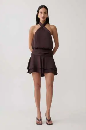 Meshki Poppy Satin Halter Mini Dress