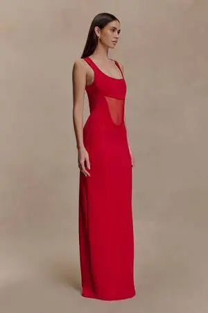 Meshki Marlon Crepe And Mesh Maxi Dress