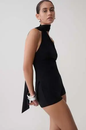 Meshki Jemma One Shoulder Tie Top - Black