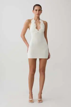 Meshki Bohdie Crochet Halter Mini Dress