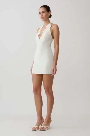 Meshki Bohdie Crochet Halter Mini Dress