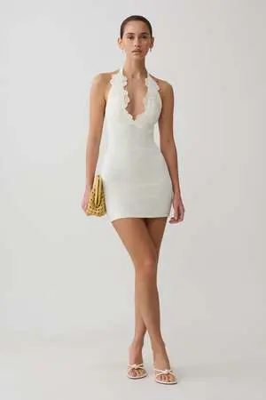 Meshki Bohdie Crochet Halter Mini Dress