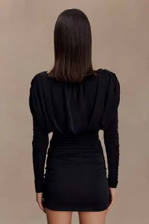 Meshki Hayden Long Sleeve Plunge Mini Dress