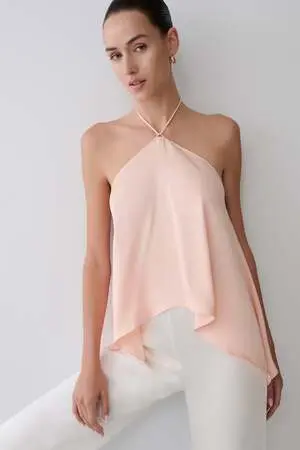 Meshki Adelaide Draped Satin Halter Top