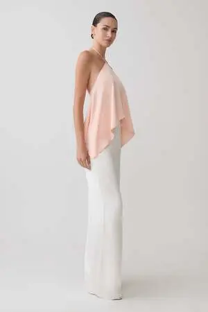 Meshki Adelaide Draped Satin Halter Top