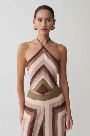 Meshki Thea Halter Chiffon Sleeveless Top