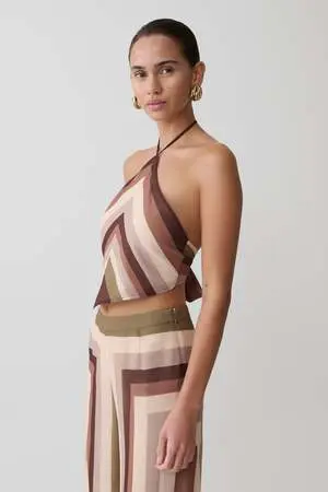 Meshki Thea Halter Chiffon Sleeveless Top