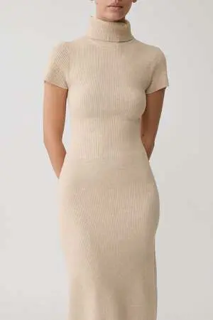 Meshki Goldie High Neck Knit Midi Dress