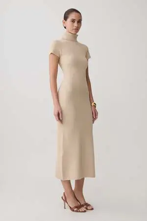 Meshki Goldie High Neck Knit Midi Dress