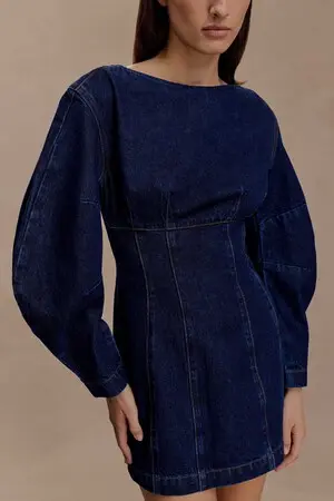 Meshki Cosmala Denim Long Sleeve Mini Dress