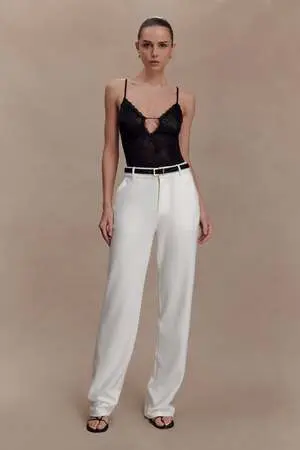 Meshki Maude Crepe Straight Leg Pants - Ivory