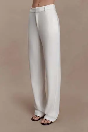 Meshki Maude Crepe Straight Leg Pants - Ivory