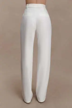 Meshki Maude Crepe Straight Leg Pants - Ivory