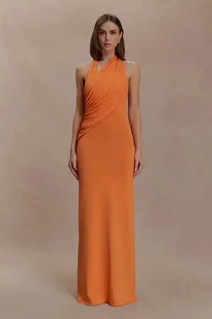 Meshki Elma Halter Knit Maxi Dress - Orange
