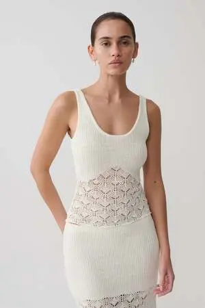 Meshki Atlantis Crochet Knit Top - White