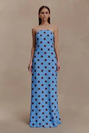 Meshki Amaya Strapless Chiffon Maxi Dress - Blue