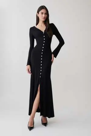Meshki Tanya Buttoned Long Sleeve Maxi Dress
