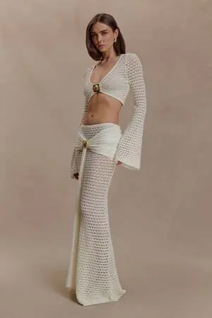 Meshki Mania Crochet Maxi Skirt With Hardware