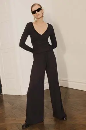 Meshki Dewi Wide Leg Modal Pants - Black