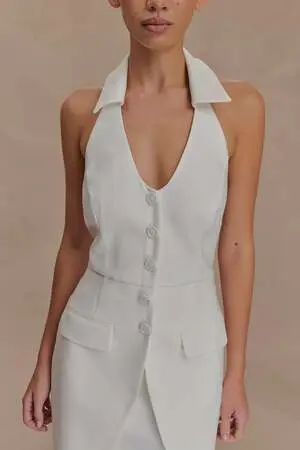 Meshki Ruth Cotton Halter Mini Dress