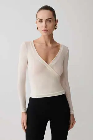 Meshki Lumi Long Sleeve Mesh Top - Bone