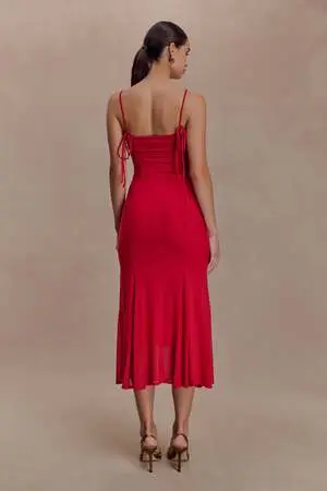 Meshki Willa Gathered Mesh Midi Dress