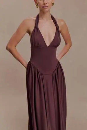 Meshki Angelina Scuba Halter Midi Dress