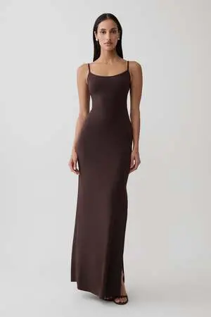 Meshki Erve Peached Jersey Maxi Dress - Chocolate