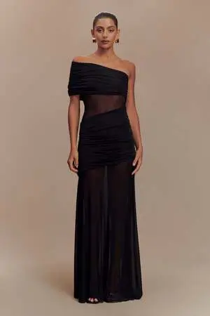 Meshki Dallas One Shoulder Mesh Maxi Dress