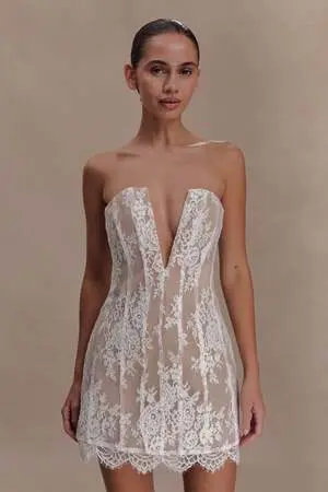 Meshki Zoey Lace Corset Mini Dress - Ivory