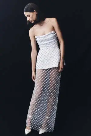 Meshki Zuri Hand Beaded Embellished Maxi Skirt