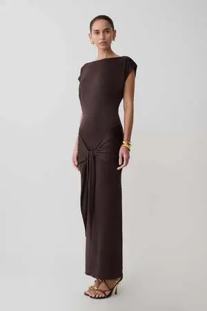 Meshki Maiara Shortsleeve Slinky Tie Maxi Dress