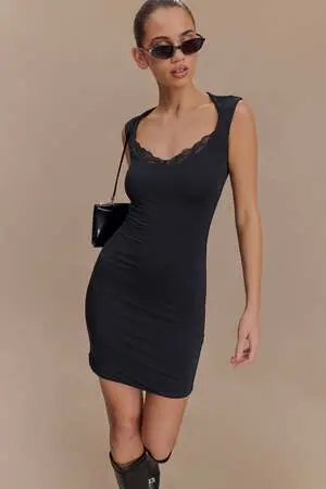 Meshki Tatianna Lace Trim Modal Mini Dress