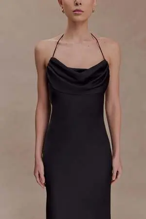 Meshki Lydia Cowl Neck Satin Maxi Dress