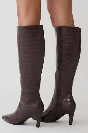 Meshki Sarah Faux Leather Crocodile Boot