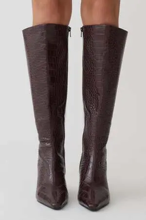 Meshki Sarah Faux Leather Crocodile Boot