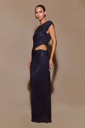 Meshki Kenny Diamante One Shoulder Maxi Dress
